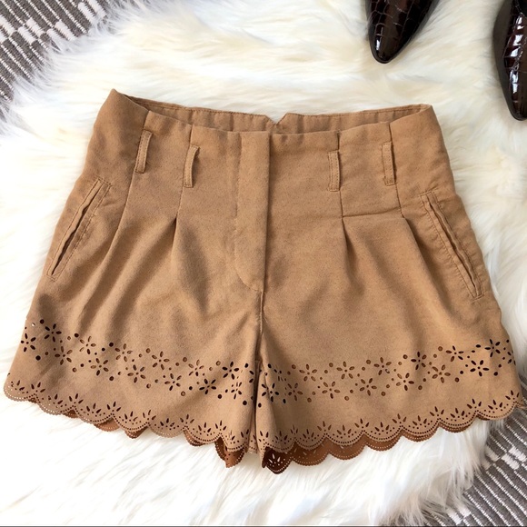 lola | Shorts | Lola Tan Floral Cutout Boho Festival Shorts Small ...